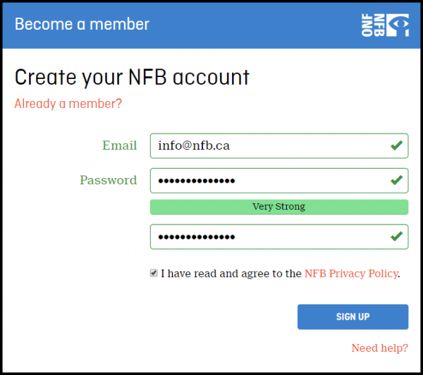 How do I create my NFB.ca account? – NFB Support Site
